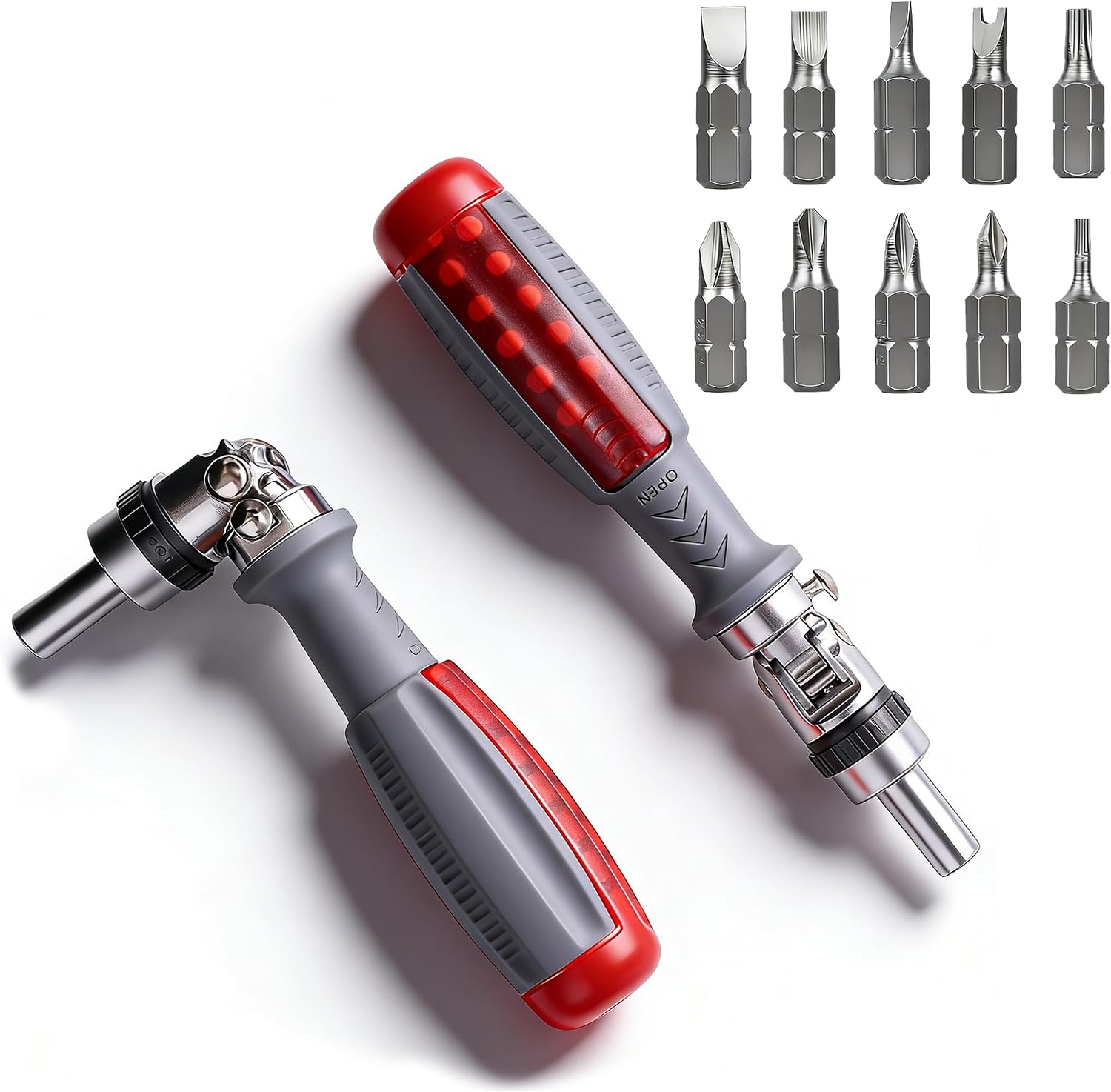 Amazon.com: Ratchet Multi-Bit Adjustable Angle Screwdriver - 10-In-1 ...