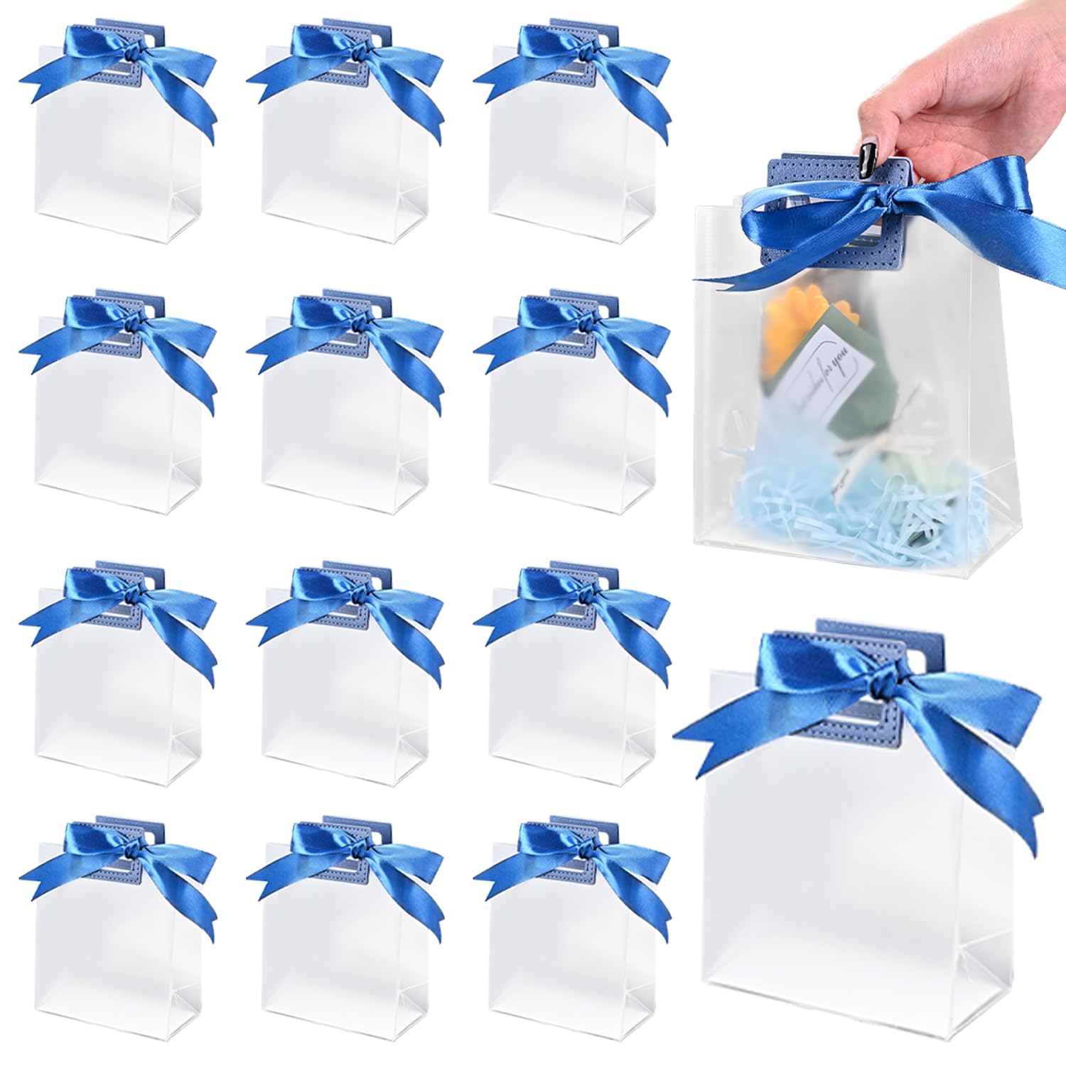 Amazon.com: TSAZZZ 12 Pcs Clear Gift Bags With Handles Plastic Frosting ...