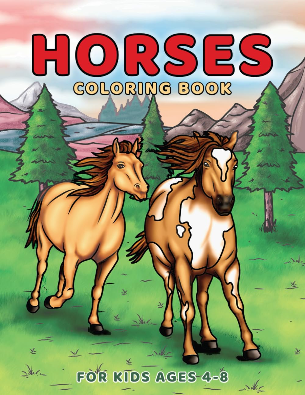 Horses Coloring Book for Kids Ages 4-8: Wonderful World of Ponies ...