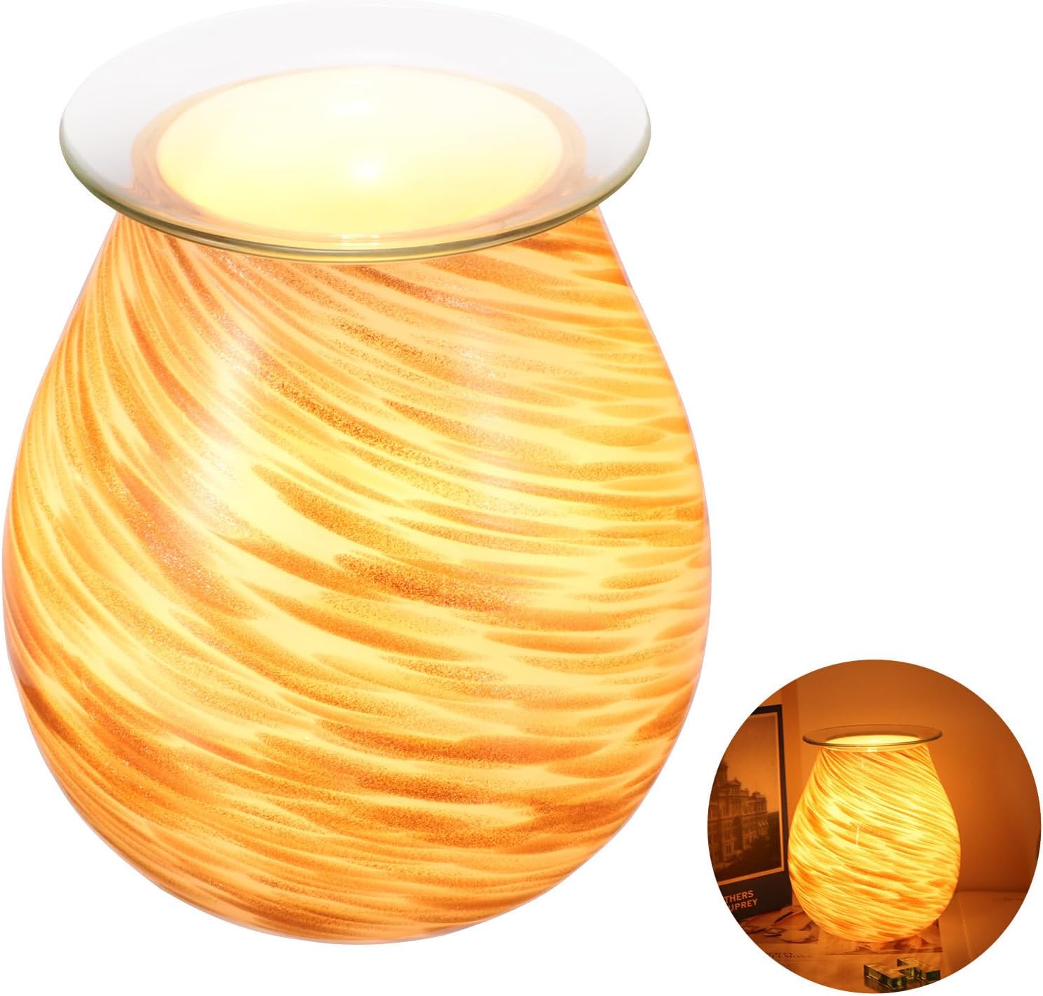 LEMLIT Wax Melts Burner Aroma Light, 2 in 1 Aroma Lamp Glass Golden ...