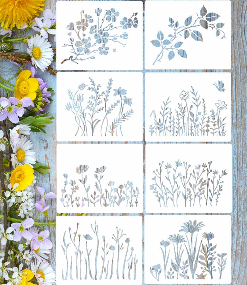 Amazon.com : GSS Designs Wildflower Stencils for Painting Flower ...