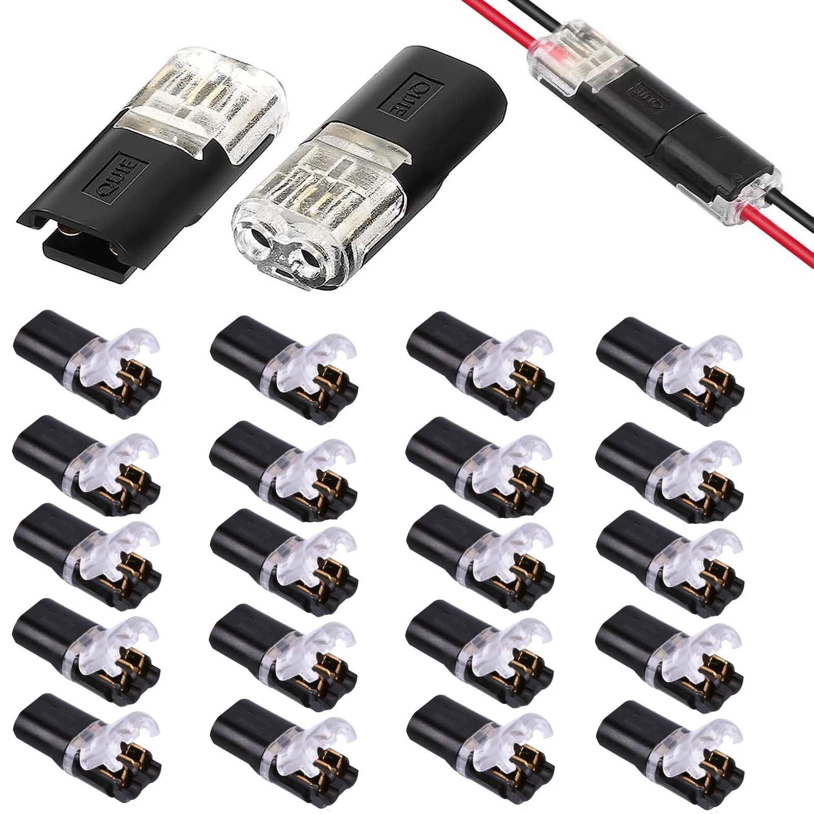 Wire Connectors, 20Pcs Quick Dual Wire Terminal Block, 2 Pin Peel-free ...