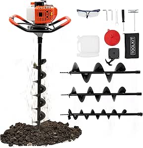 Amazon.com: JAYGOVAN 1700W Post Hole Digger 52CC 2 Stroke Gas Powered Low Fuel Consumption Earth ...