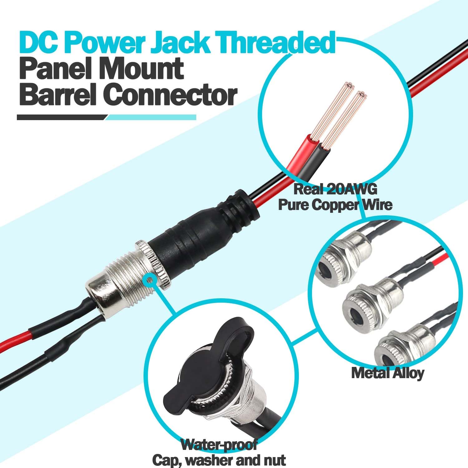 Snapklik.com : Tugermoola 6 Sets 5.5 X 2.1mm DC Power Jack Threaded ...