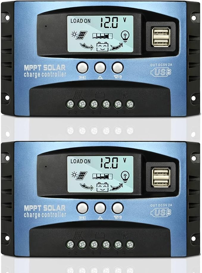 Amazon.com : MPPT Solar Charge Controller, 12V 24V Dual USB Solar Panel ...