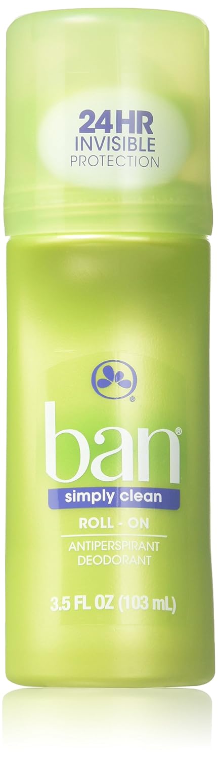 Amazon.com : Ban Deodorant 3.5 Ounce Roll-On 24 Hr Simply Clean (103ml ...
