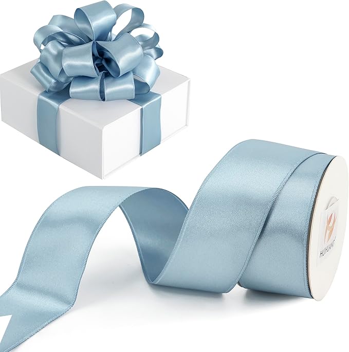 Amazon.com: HUIHUANG Dusty Blue Wired Ribbon 1-1/2 inch French Blue ...