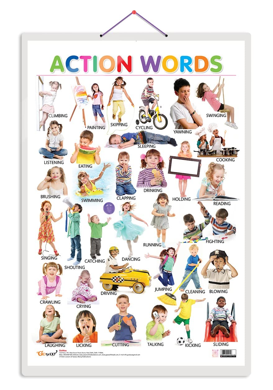 Action Words Early Learning Educational Chart for Kids | 20"X30" inch ...