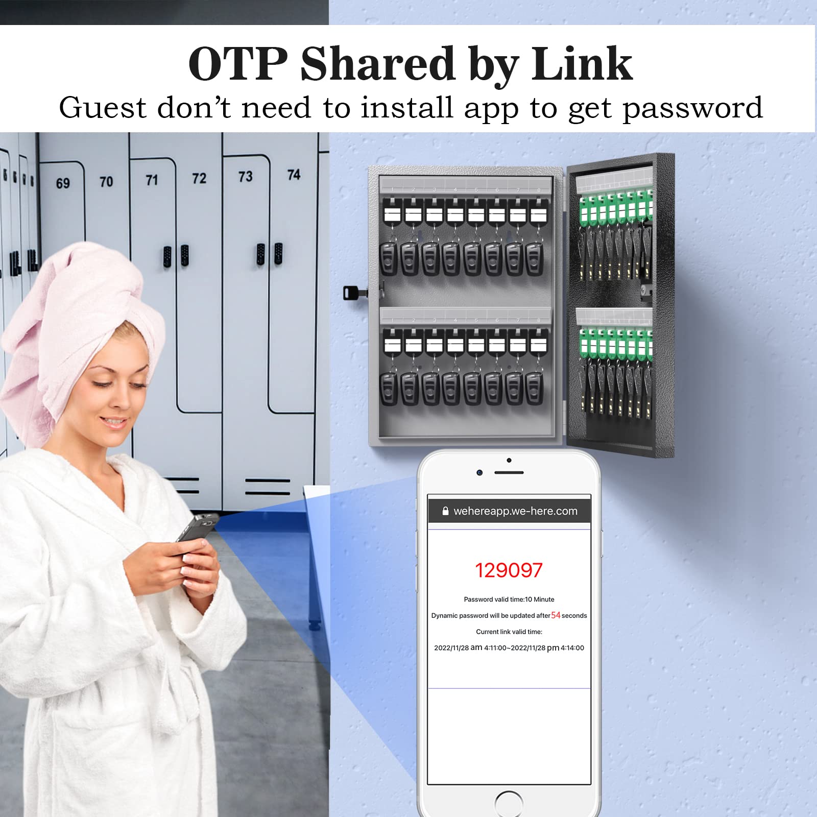 Snapklik.com : 32 Key Lock Box,Metal Key Cabinet Organizer Wall Mount ...