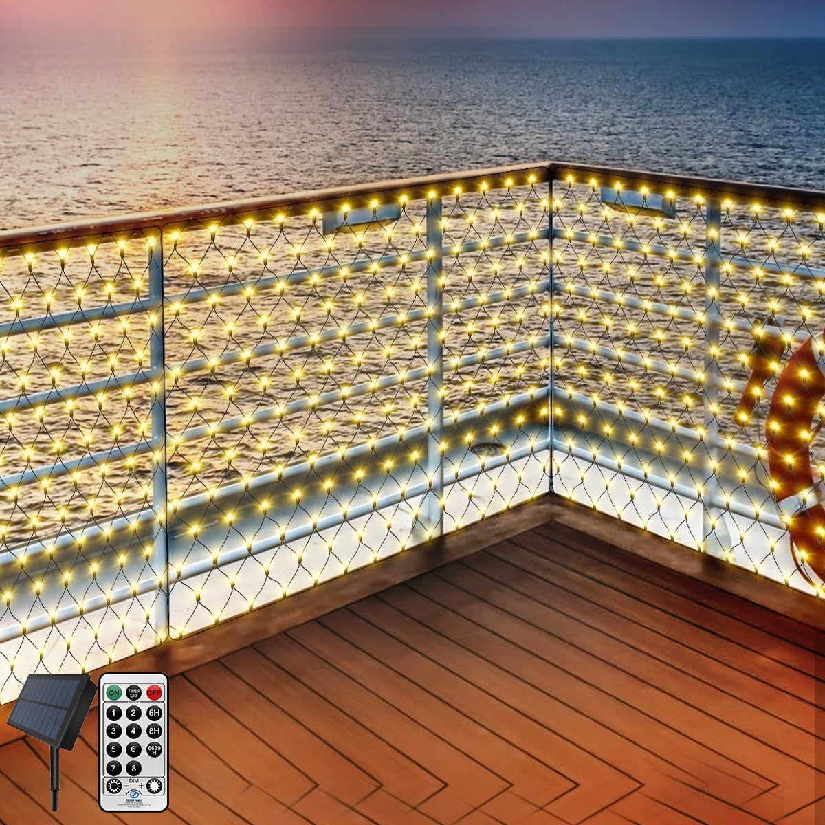 Net String Lights Solar Powered Outdoor Tree Light 15 x 5ft Mesh Light ...