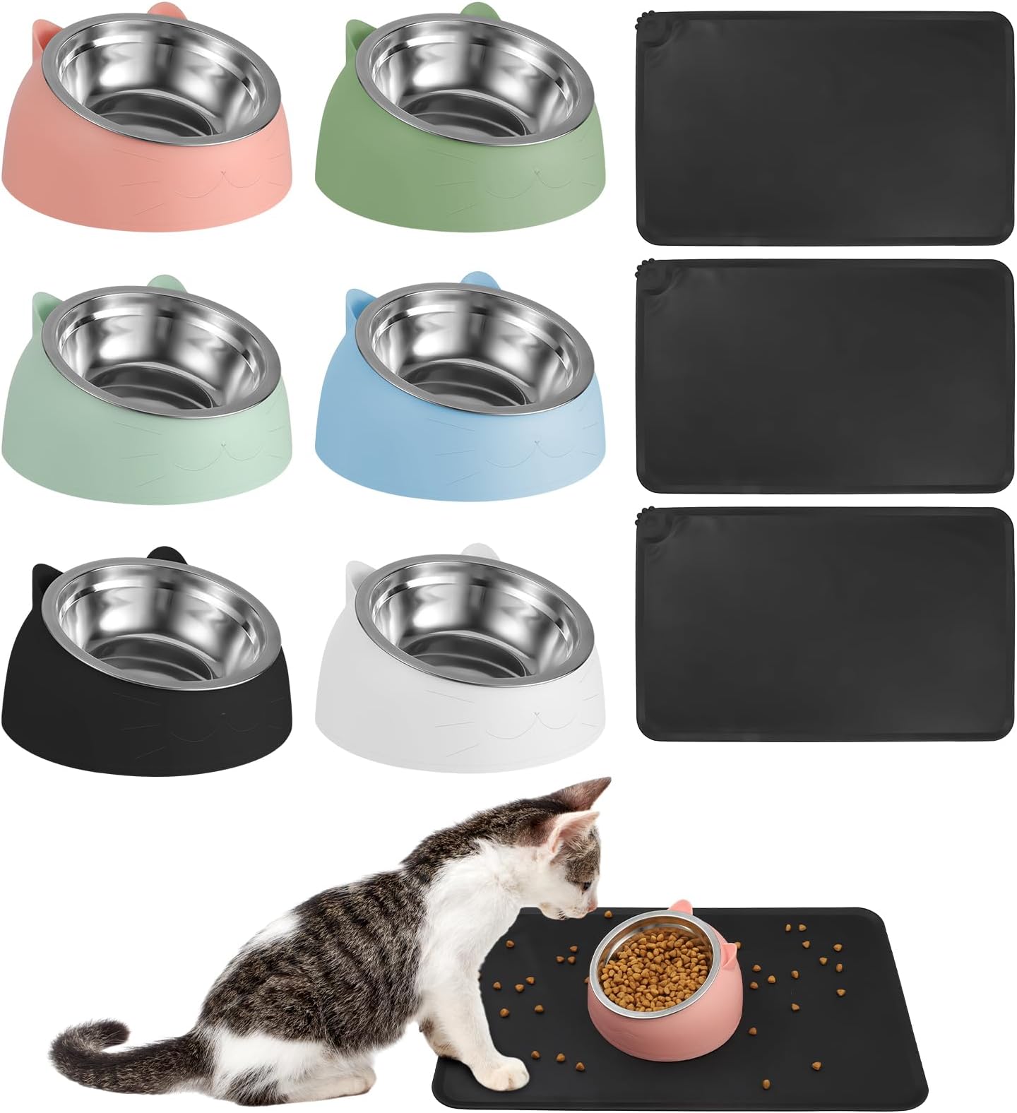 Fanshiontide 9 Stück Katzennapf Erhöht Katzenfutternapf Edelstahl ...