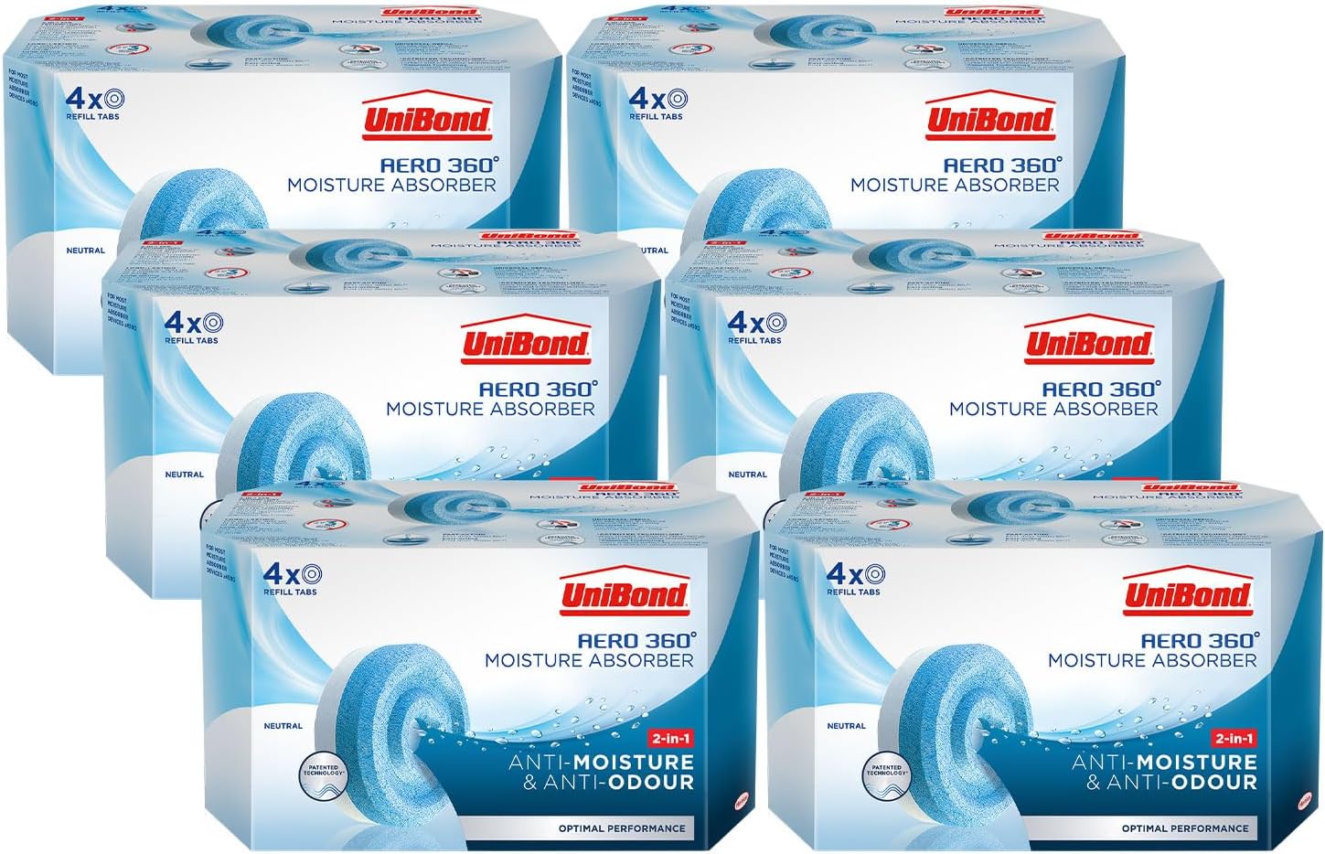 Unibond AERO 360° Moisture Absorber Neutral Refill Tab, ultra-absorbent ...