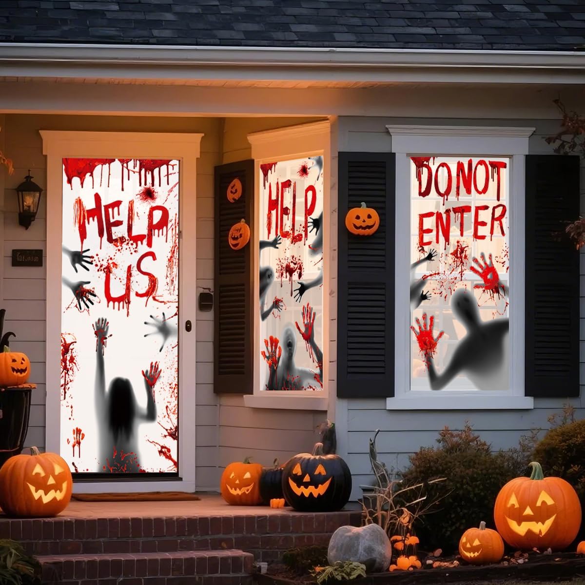 Amazon.com: LONGTEN 5 Sheets Large Size Bloody Halloween Decorations ...