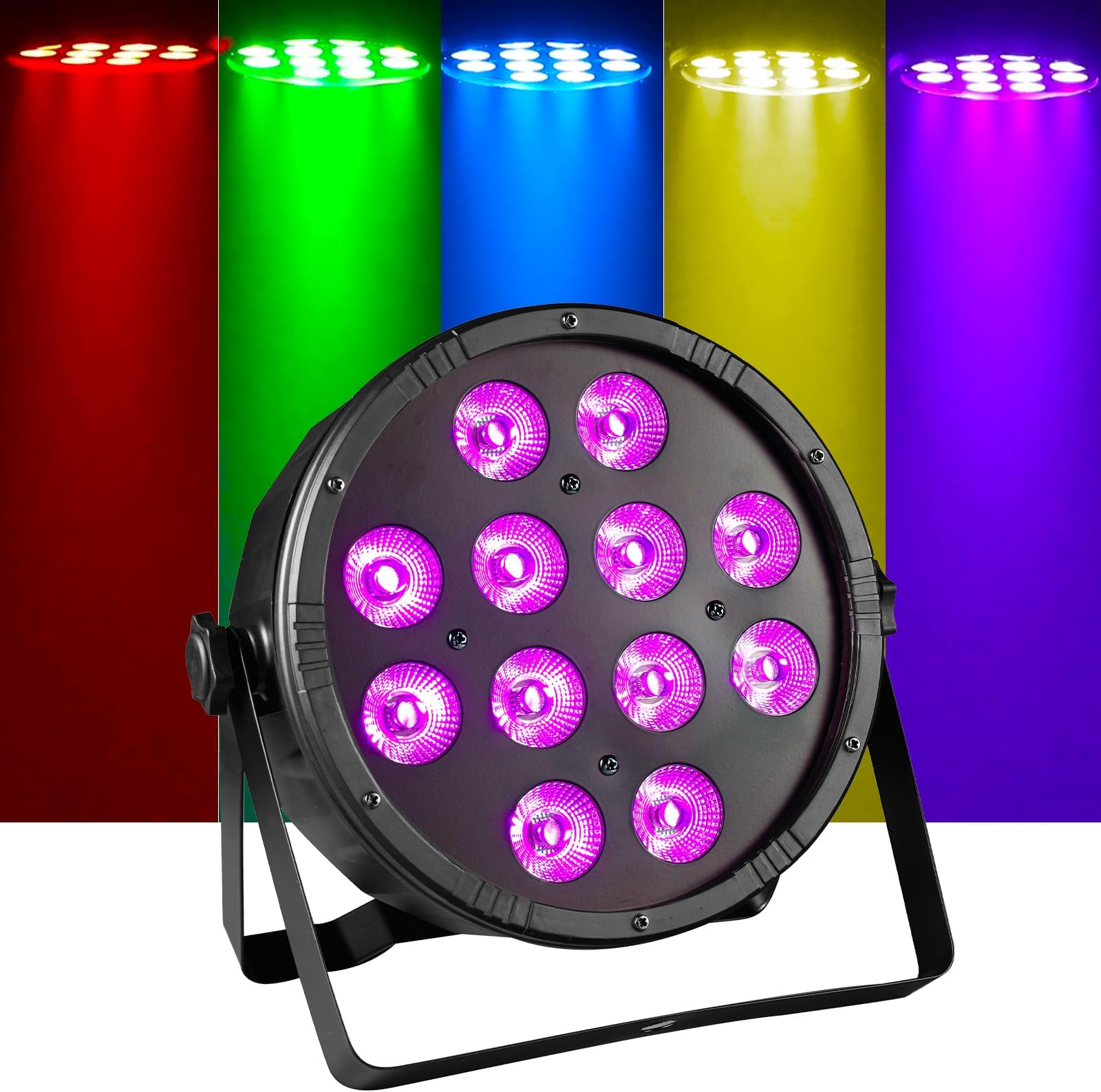 Luz LED par de 80 W, 12 luces LED RGBWuv 6 en 1 activadas por sonido ...