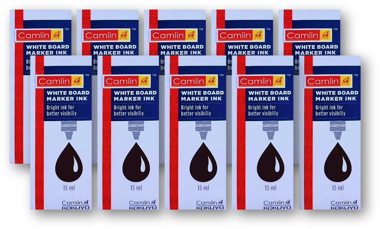Camlin White Board Marker Ink Black 15ml (Pack of 10) Unique : Amazon ...