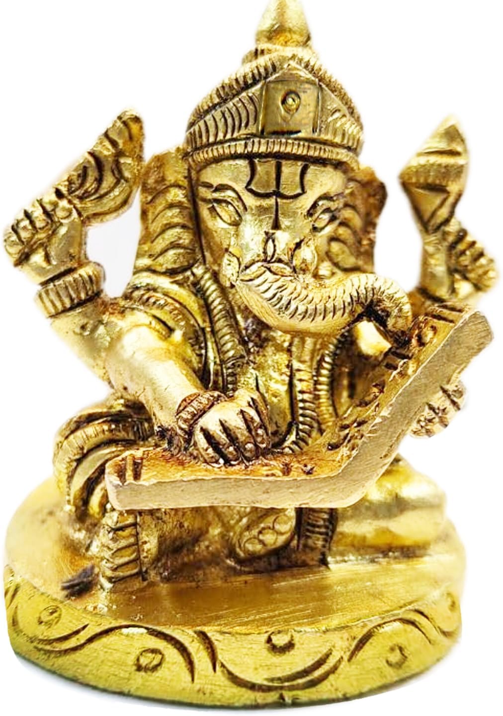 Amazon.com: Gangesindia Lord Ganesha Writing Mahabharata Small Brass ...