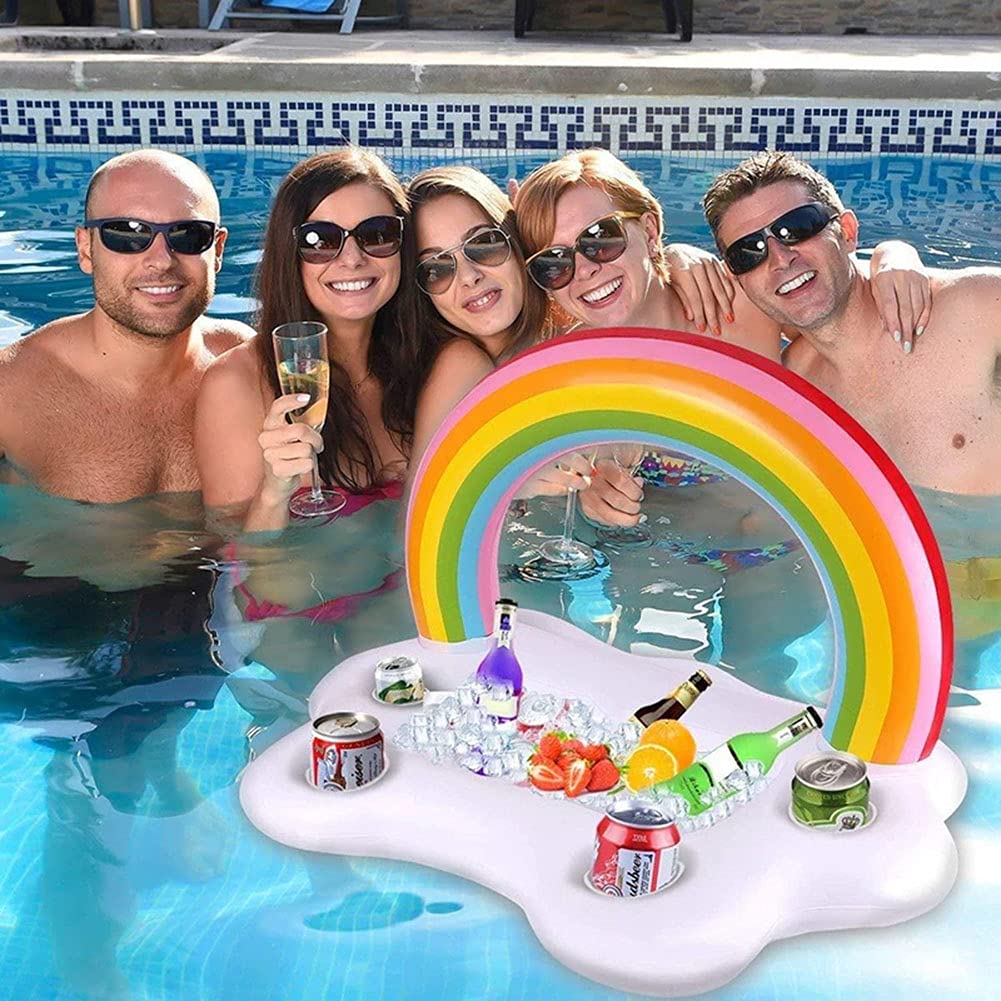 Snapklik.com : Newmemo Rainbow Cloud Floating Drink Holder Pool Drink Holder Floats Inflatable ...