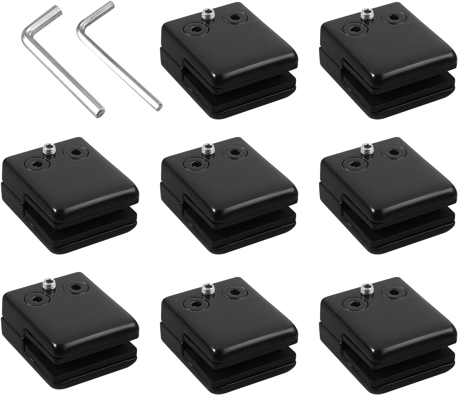 Kyien Pack of 8 Aluminum Alloy Square Glass Shelf Clamp Clip Holder ...