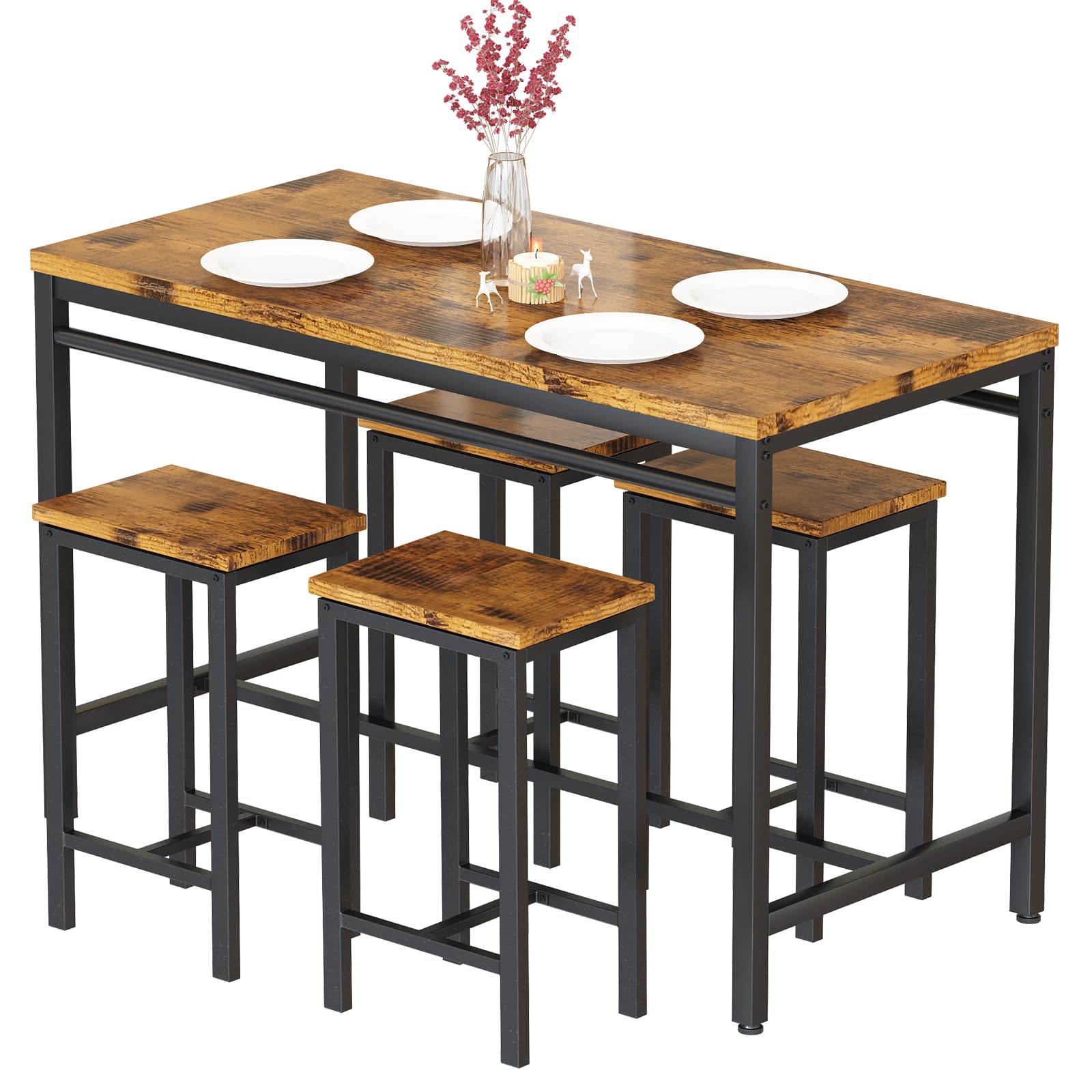 Snapklik.com : AWQM 5 Piece Bar Table Set, Modern Counter Height Dining ...