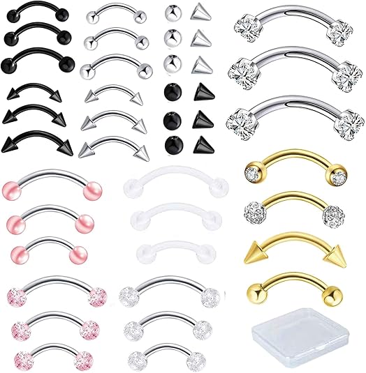 Amazon.com: Suotarn Eyebrow Piercing Jewelry Surgical Steel Curved ...