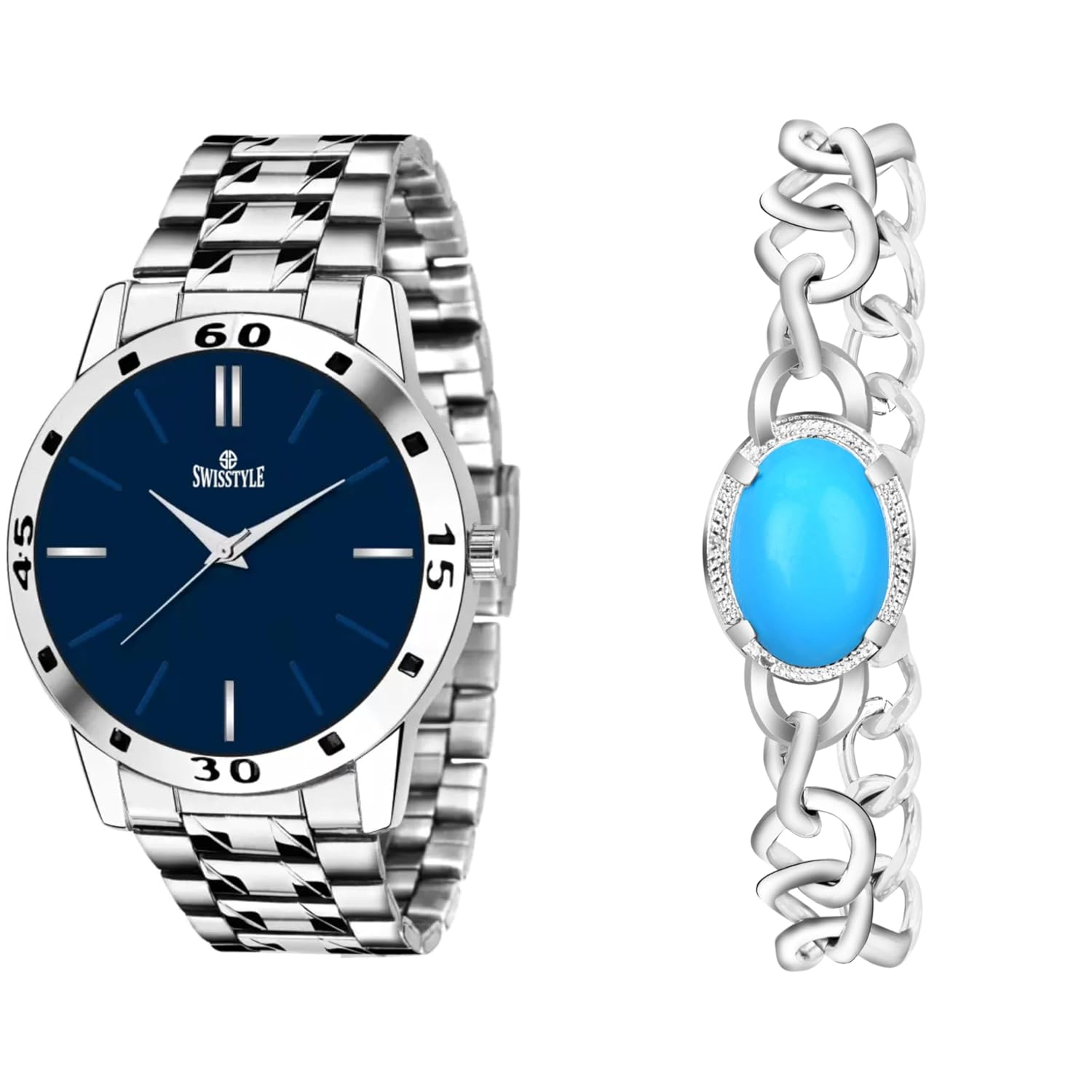 Buy SWISSTYLE Stainless Steel Blue Analog Dial Chain Watch For Men With ...