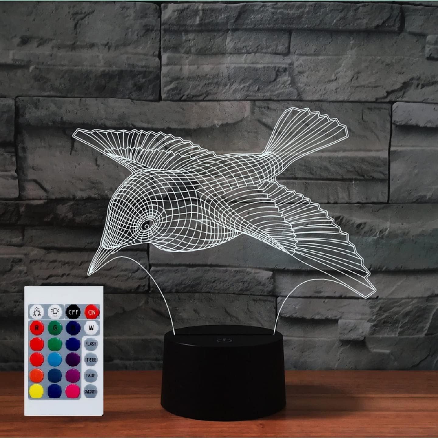 SUPERHONGJIHAO Night Light for Kids 3D Hummingbird Led Lamp with Remote ...