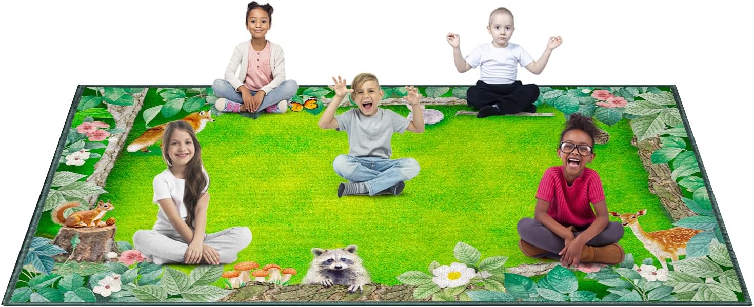 Amazon.com: ABCarpet Kids Classroom Rug with Forest and Animals Large ...