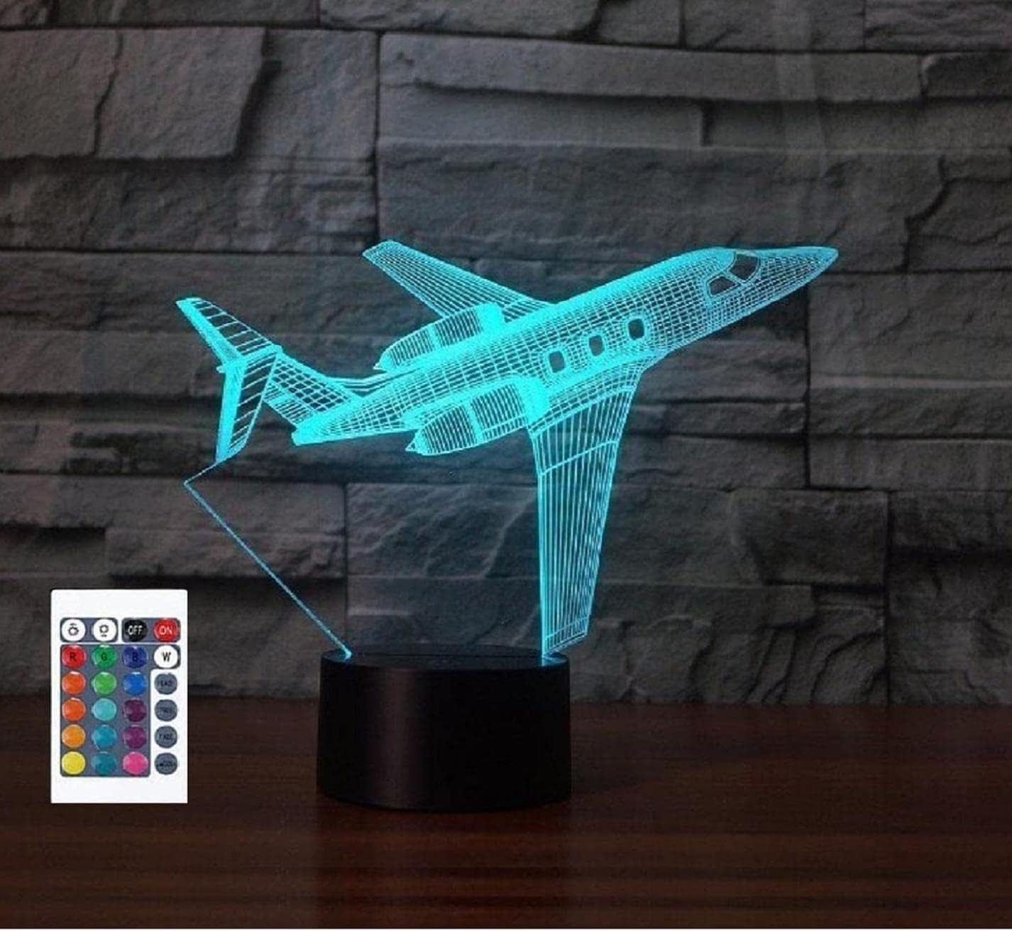 FXUSLGT 3D Airplane Plane Night Light 16 Color Change LED Remote ...
