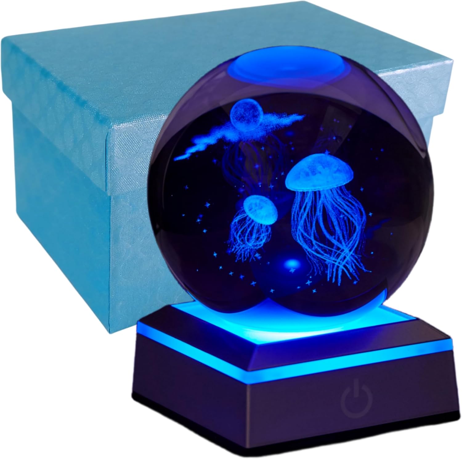 3D Jellyfish Crystal Ball Night Light, Upgraded 3.15 Inch Glass Ball ...