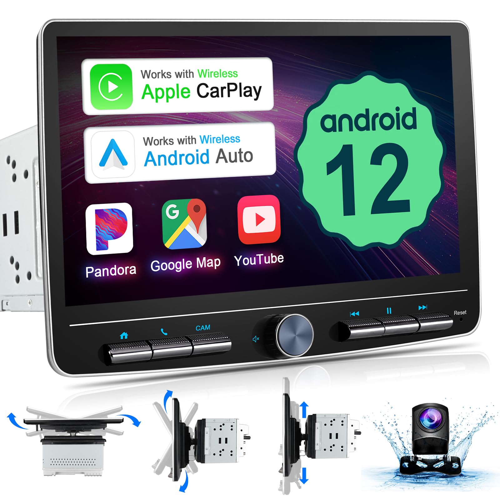 Amazon.com: cogamichi Double Din Car Stereo: 10 Inch Android Double Din ...