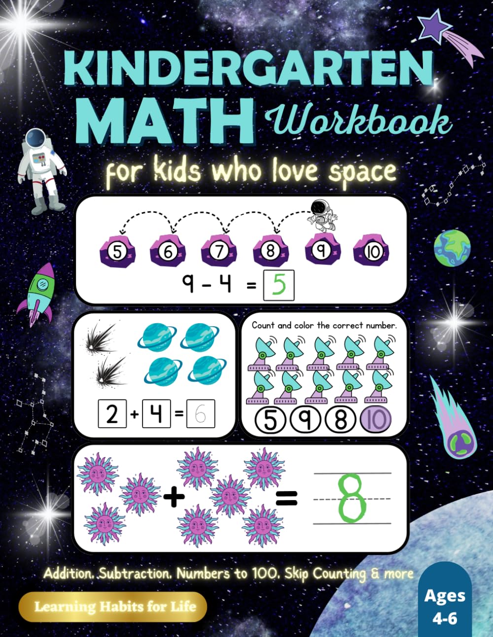 Kindergarten & 1st Grade Math Workbook For Kids Who Love Space ...