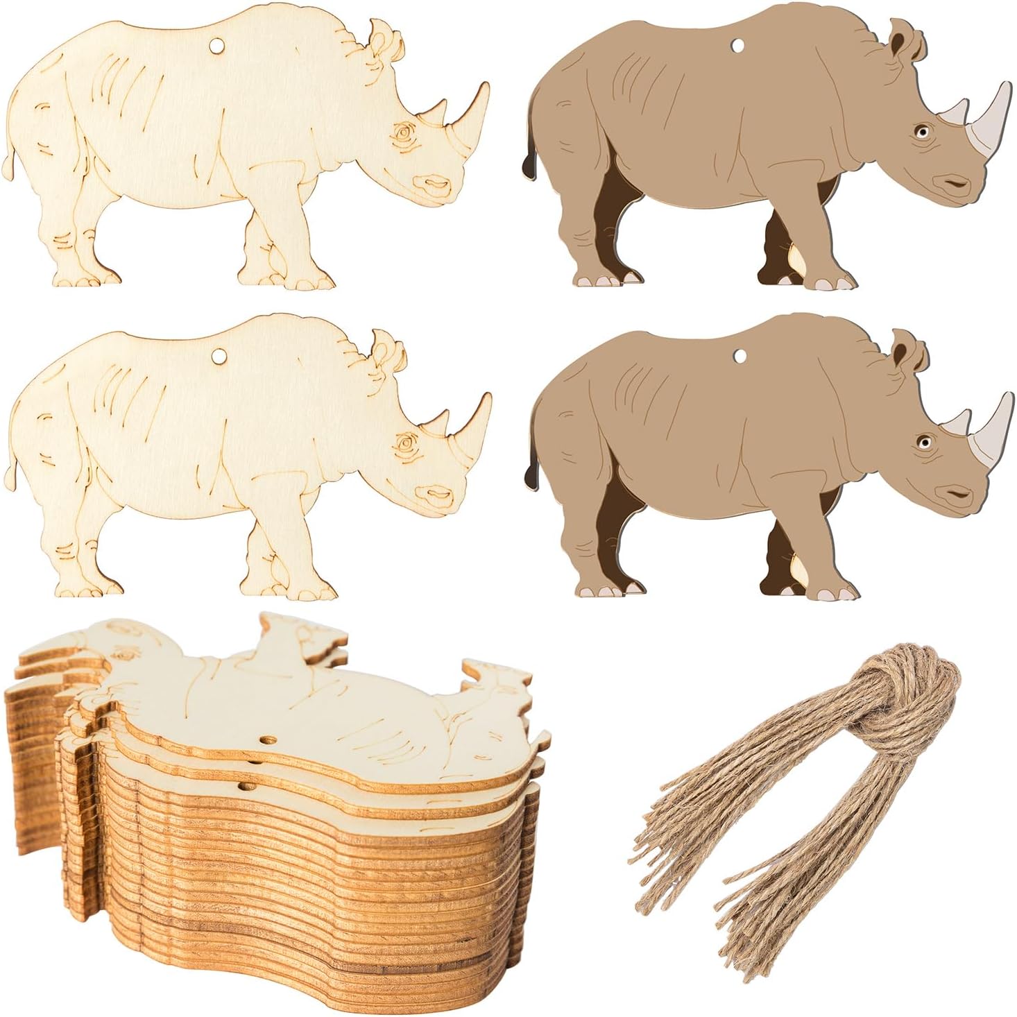 Amazon.com: Unfinished Rhinoceros Wood Rhino Cutouts Wood Wall Art ...