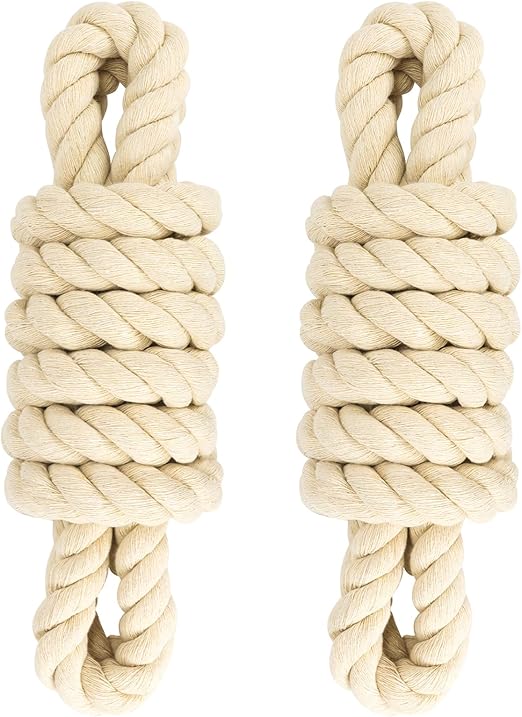 Amazon.com: Faxco 2 Pack 10ft Natural Twisted Cotton Rope Strong Triple ...