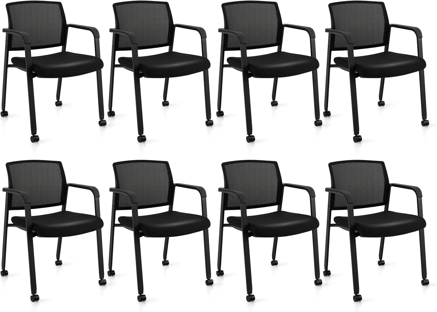 Amazon.com: Tangkula Rolling Conference Room Chairs Set of 8, Stackable ...