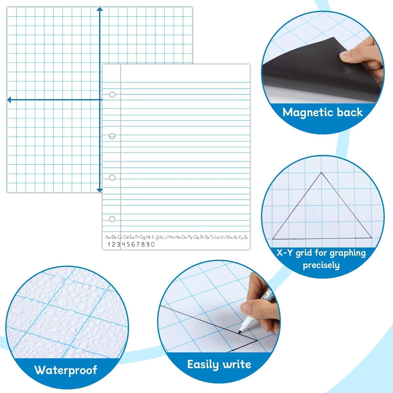 Magnetic Drawing Board Graph Paper Pad Magnetic Grid Dry Erase ...