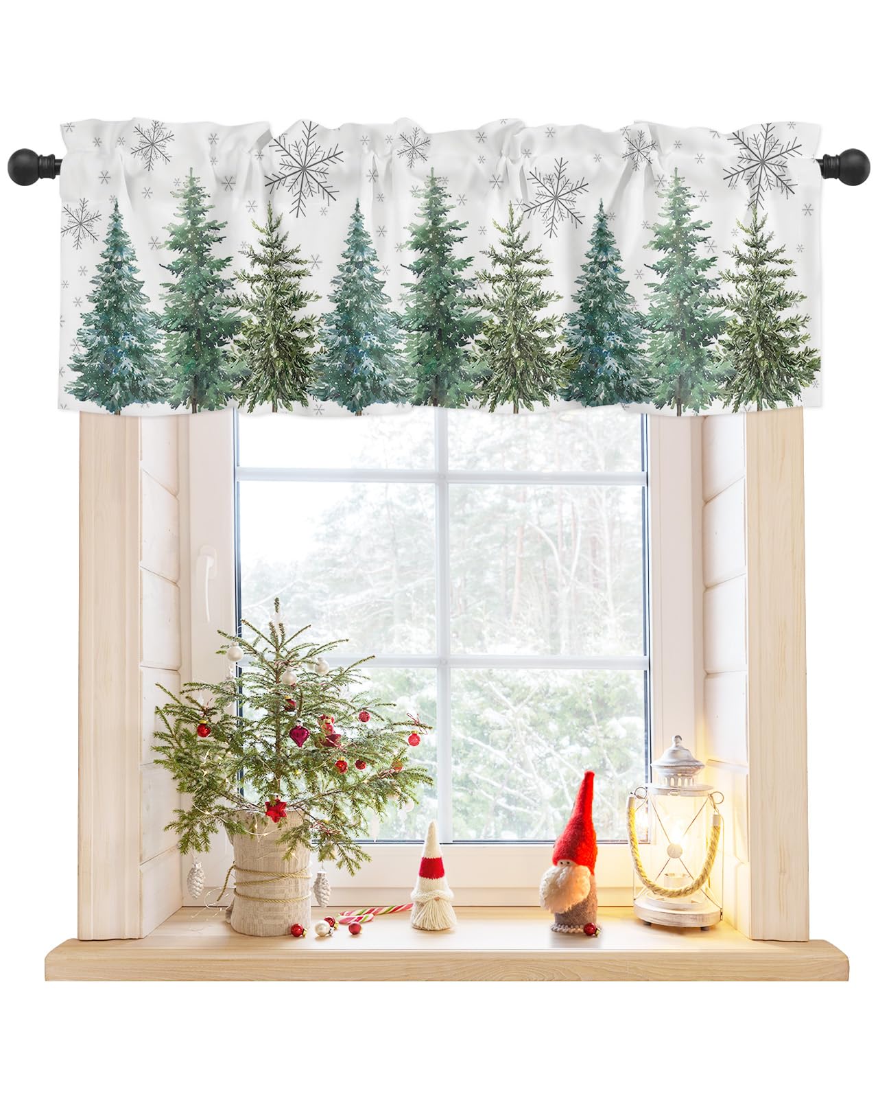 Amazon.com: DecorLovee Green Christmas Tree Curtains Valances for ...