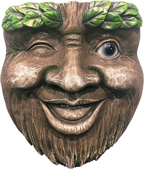 Amazon.com : Red Carpet Studios Sculpted Resin Tree Face Planter, Wink ...