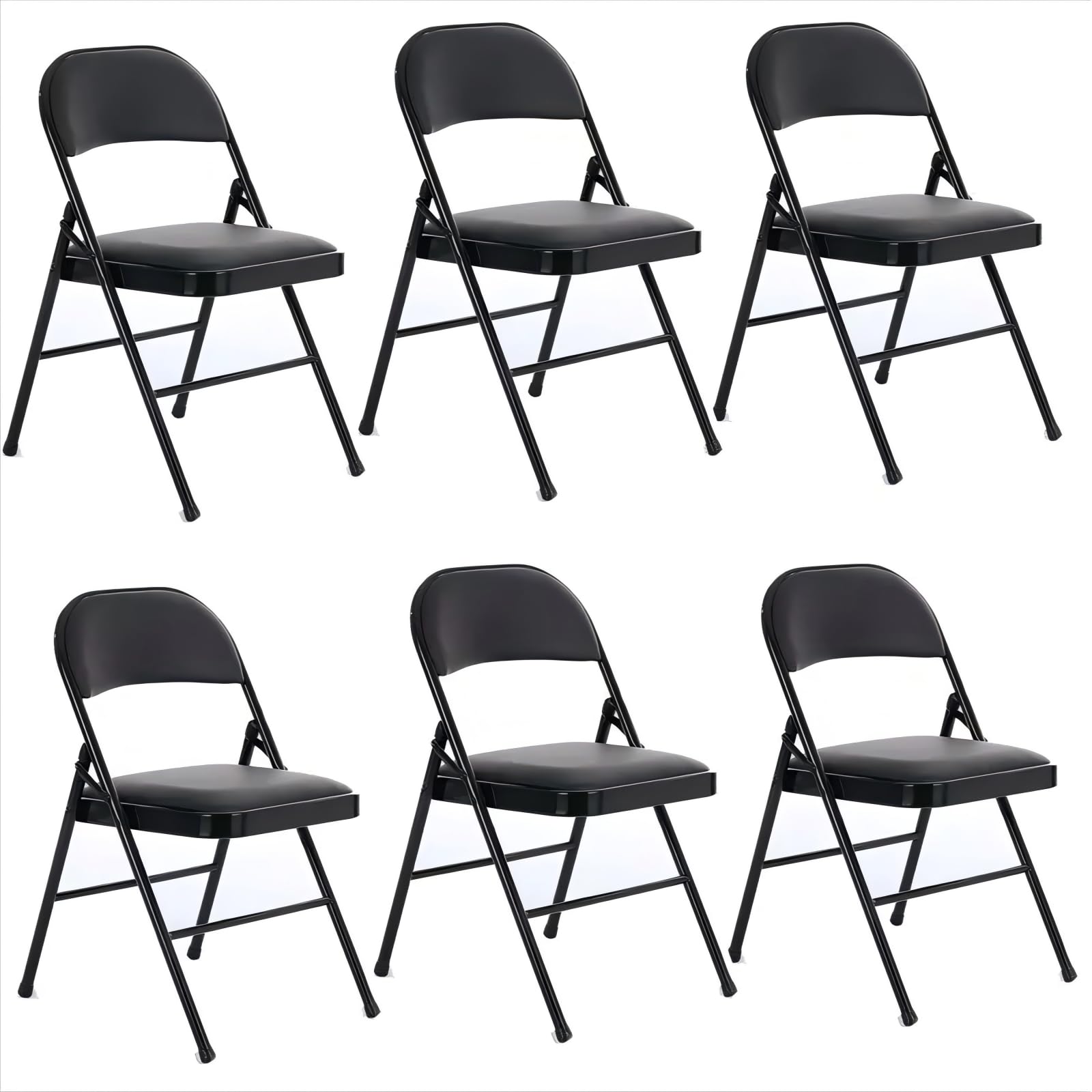 Amazon.com: SEALAMB 6 Pack Black Folding Chairs with PU Padded Cushion ...
