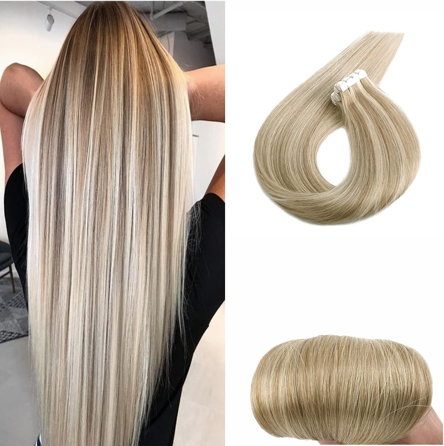 Amazon.co.jp: Paruks シールエクステ 人毛 エクステ ストレート ロング グラデーション 付け毛 インナーカラー ヘア ...