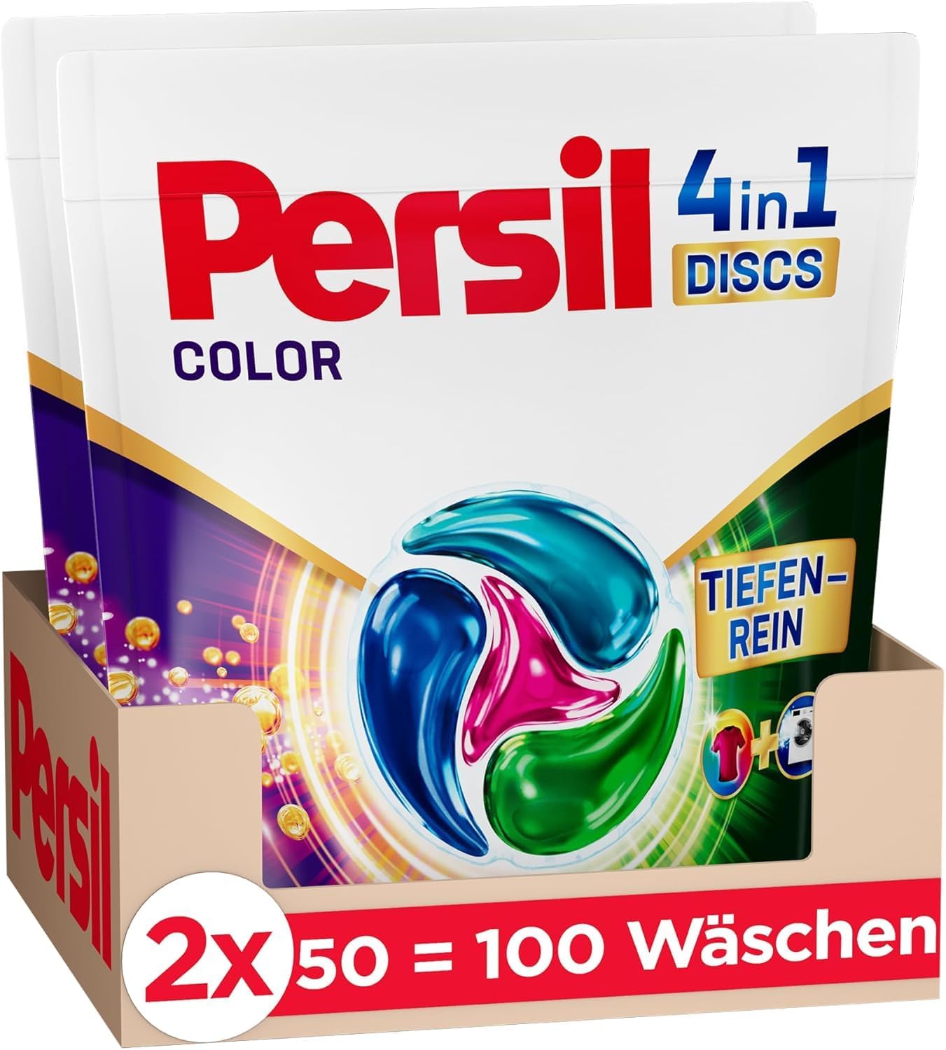Persil Colour 4-in-1 DISCS 100 Wash Loads, Detergent with Deep Clean ...