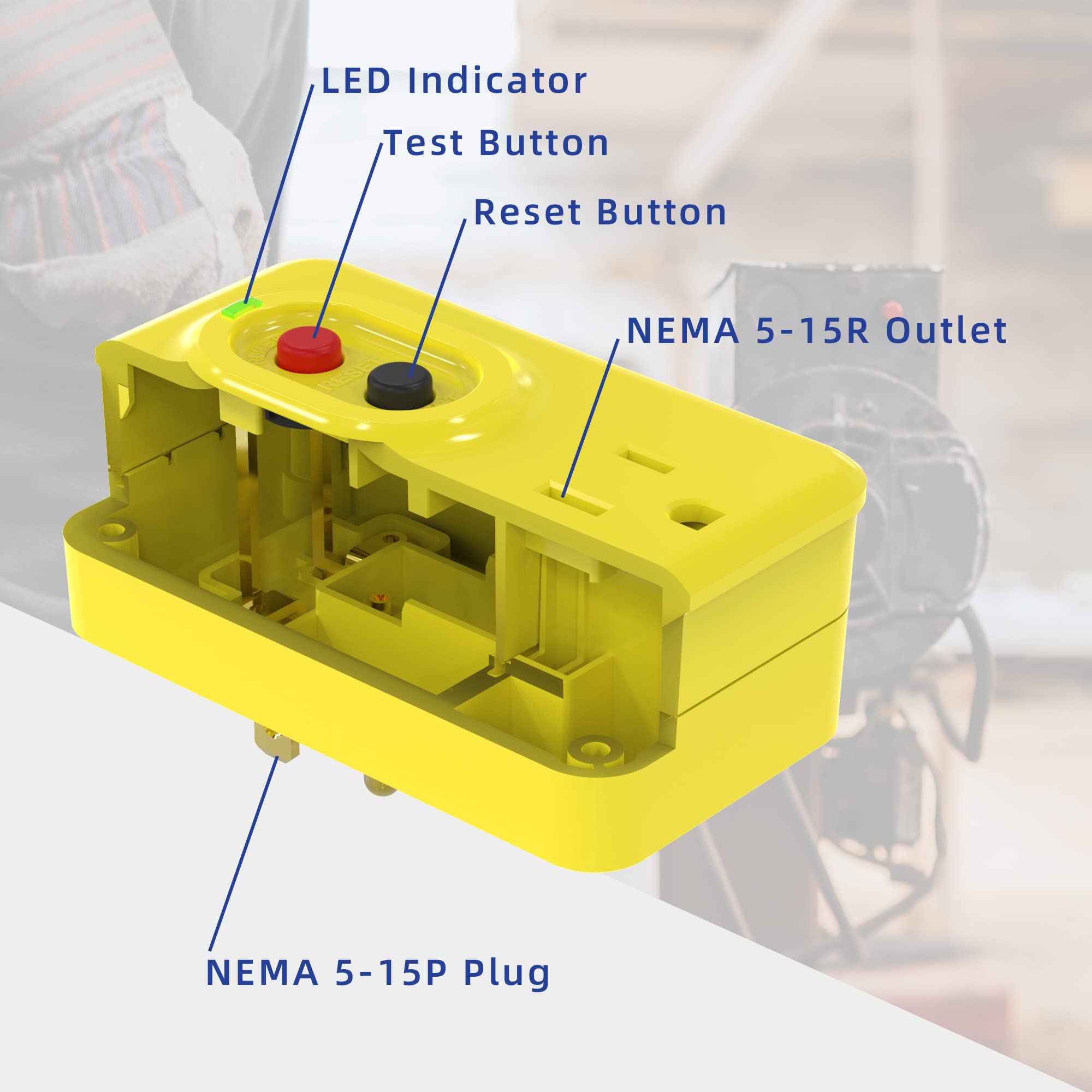 Snapklik.com : AIDA GFCI Adapter, 15 AMP Single Outlet Grounded 3-Prong ...