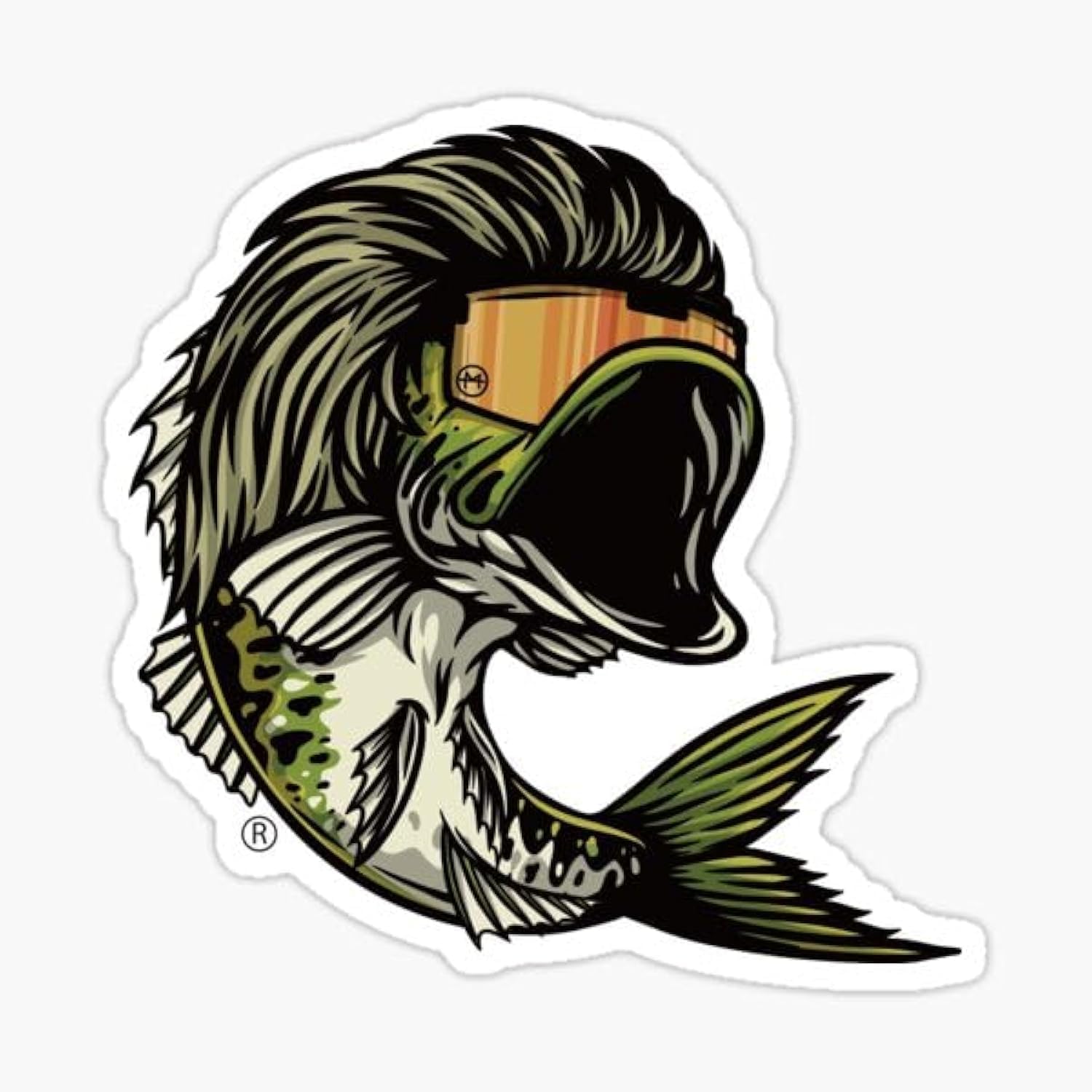 Amazon.com - STICKY DUDE Bass Mullet Vinyl Sticker Fishing Decal, 5 ...