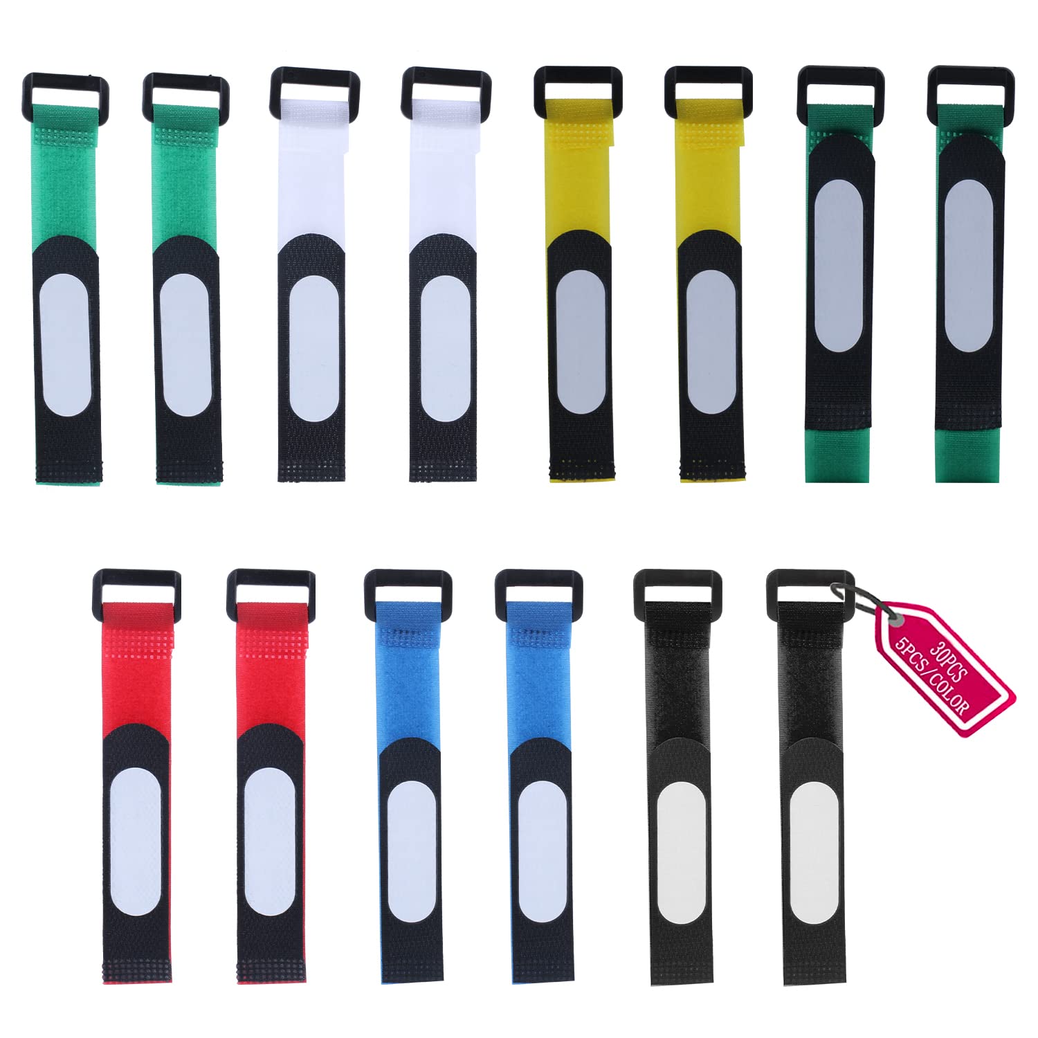 Cable Ties, Pack of 30, 6 Colours, Nylon Cable Ties Set with Labelling ...
