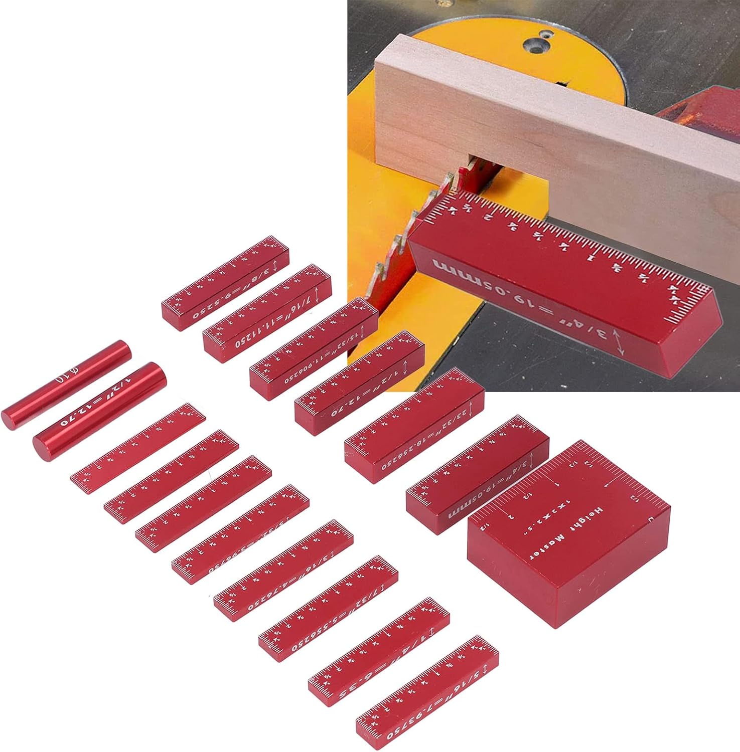 Woodworking Height Gauge, 17Pcs Height Gauge Block Aluminum Setup Bars ...