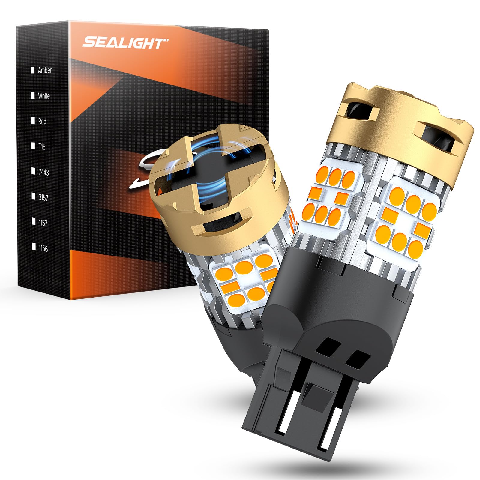 Amazon.com: SEALIGHT 7443 LED Bulbs Amber Yellow 3600LM Surper Bright ...