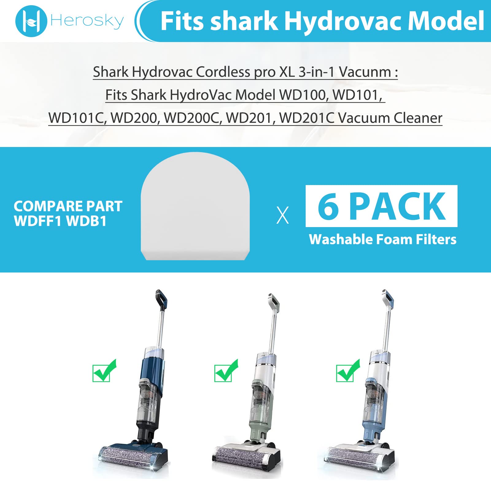 Snapklik.com : 6 Filter Kit For Shark AW261 WD261 WD101 AW302 WD161 ...