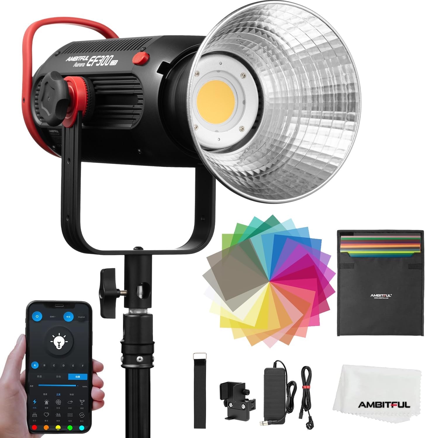 Amazon.com : AMBITFUL 300W COB LED Video Light EF300 5600K CRI≥95,TLCI≥ ...