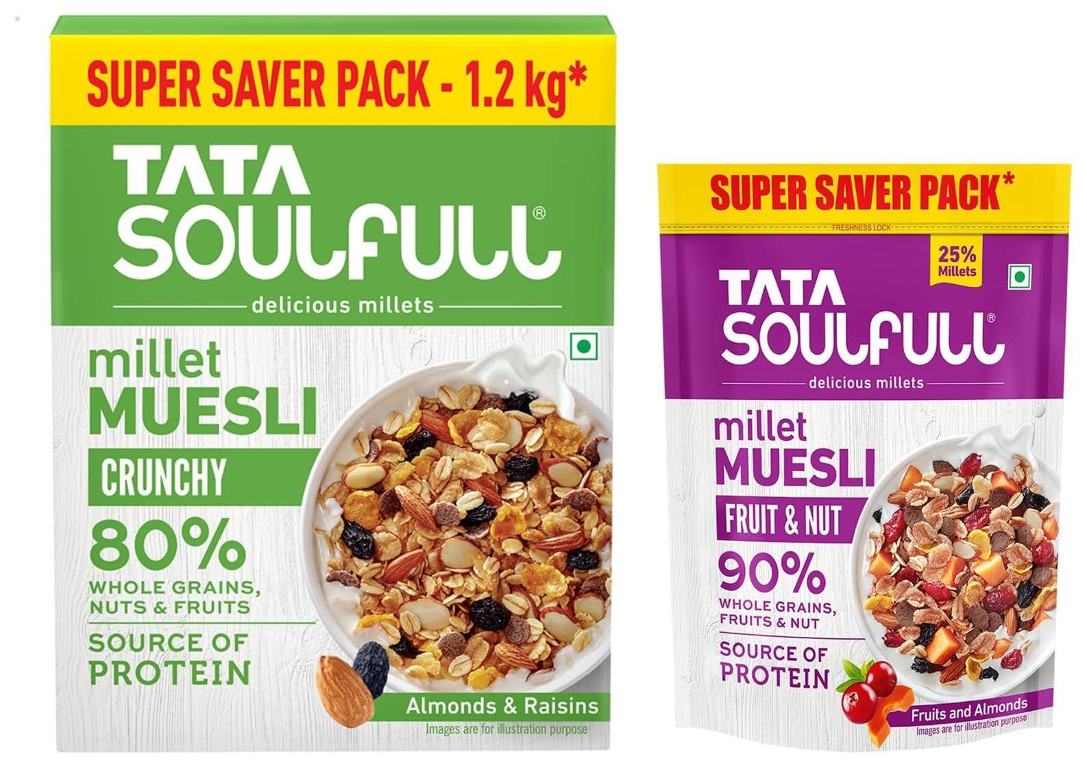 Tata Soulfull Crunchy Millet Muesli, Contains Wholegrains, Nuts ...