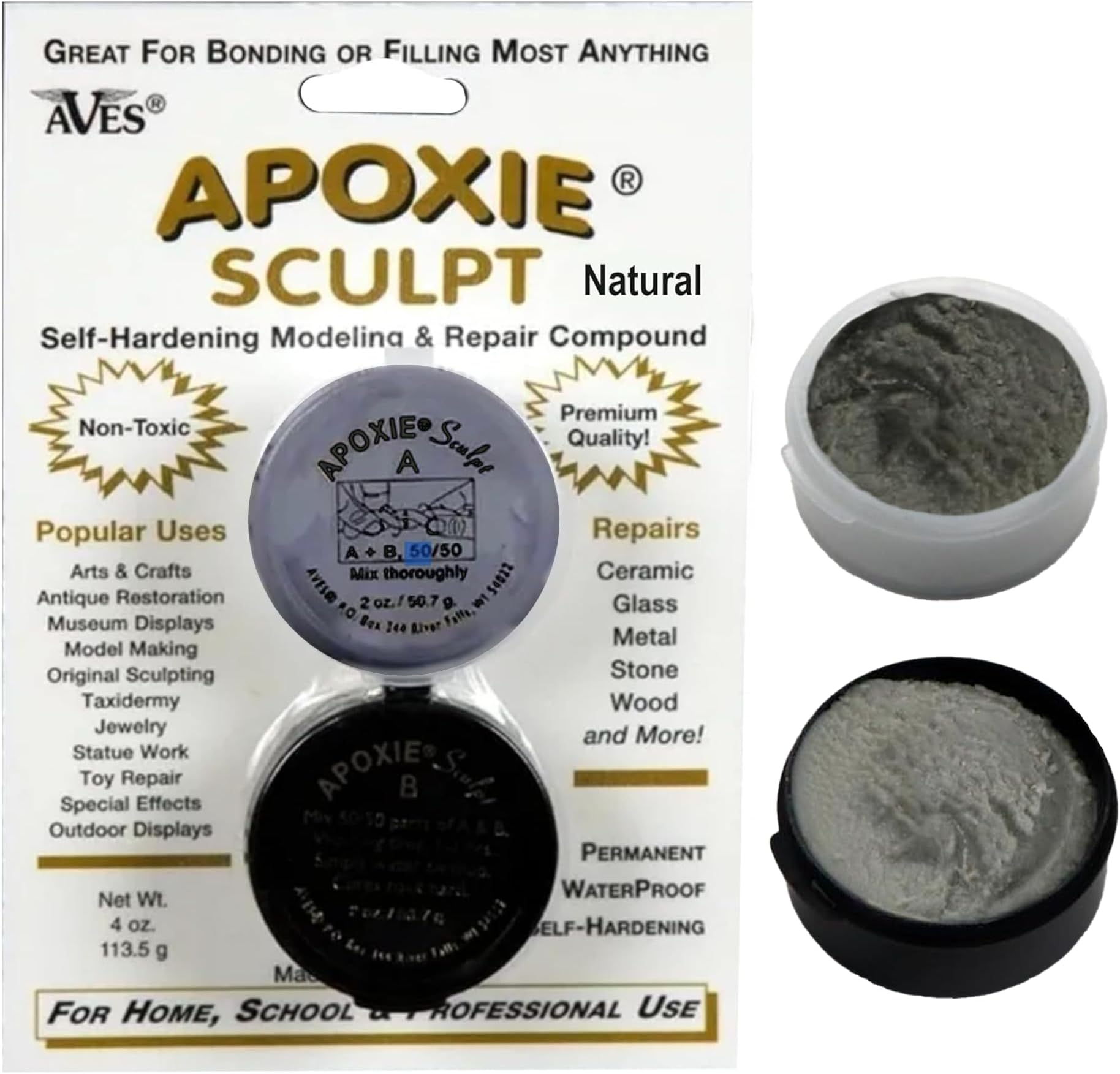 Amazon.com: Aves Apoxie Sculpt - 2 Part Modeling Compound (A & B) - 1/4 ...