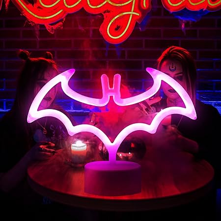 Amazon.com : Kavoc Bat Neon Lights Halloween Night Lights, Bat Shaped ...